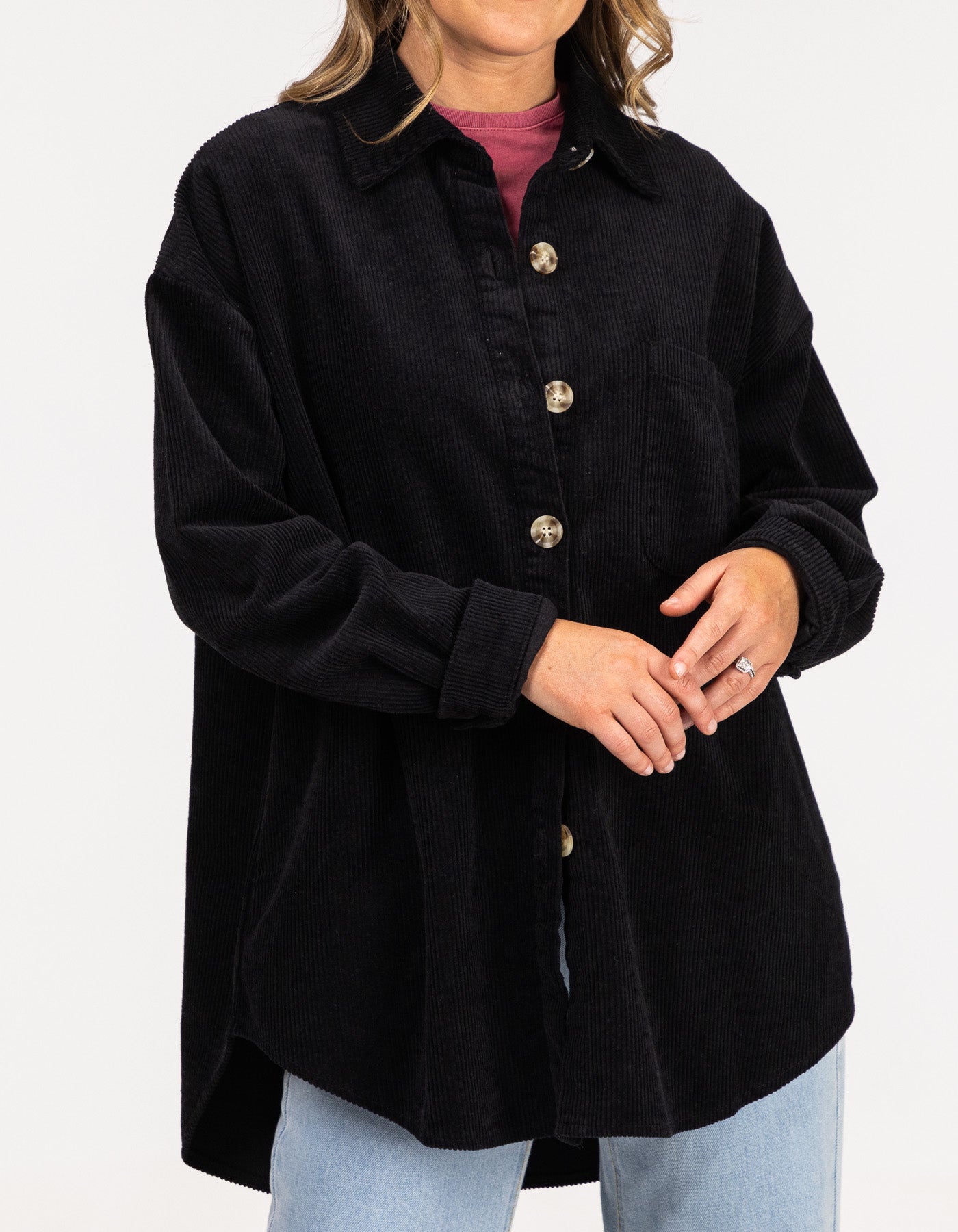 Juliet Oversized Cord Shacket in Black – Karma Kameleon
